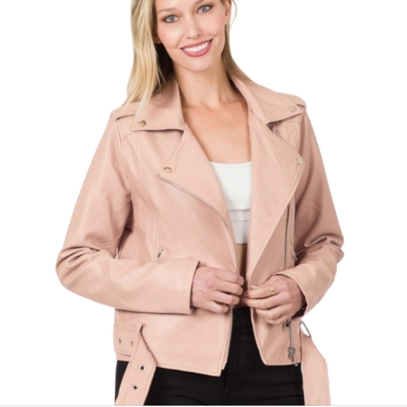 Zenana Outfitters | Jackets & Coats | Jacket Vegan Leather Blush ...
